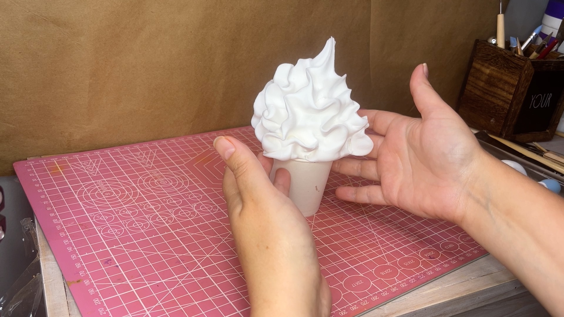 No Mess Fake Whipped Cream made with Foam Clay - HumbleBeesCreations